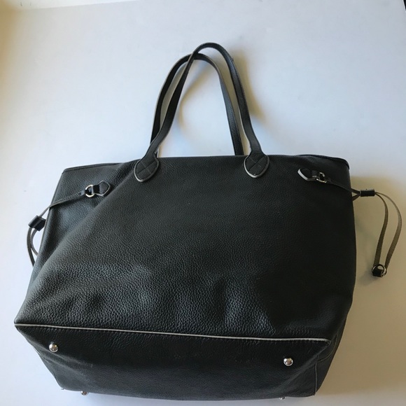 Lodis | Bags | Lodis Black Pebbled Leather Tote Bag W Wrislet | Poshmark